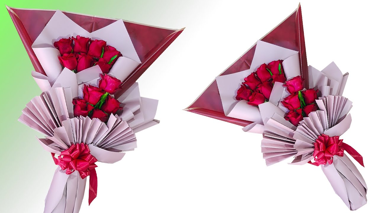 12 Roses Wrapping New Technique || How To Wrapping 12 Roses Bouquet ...