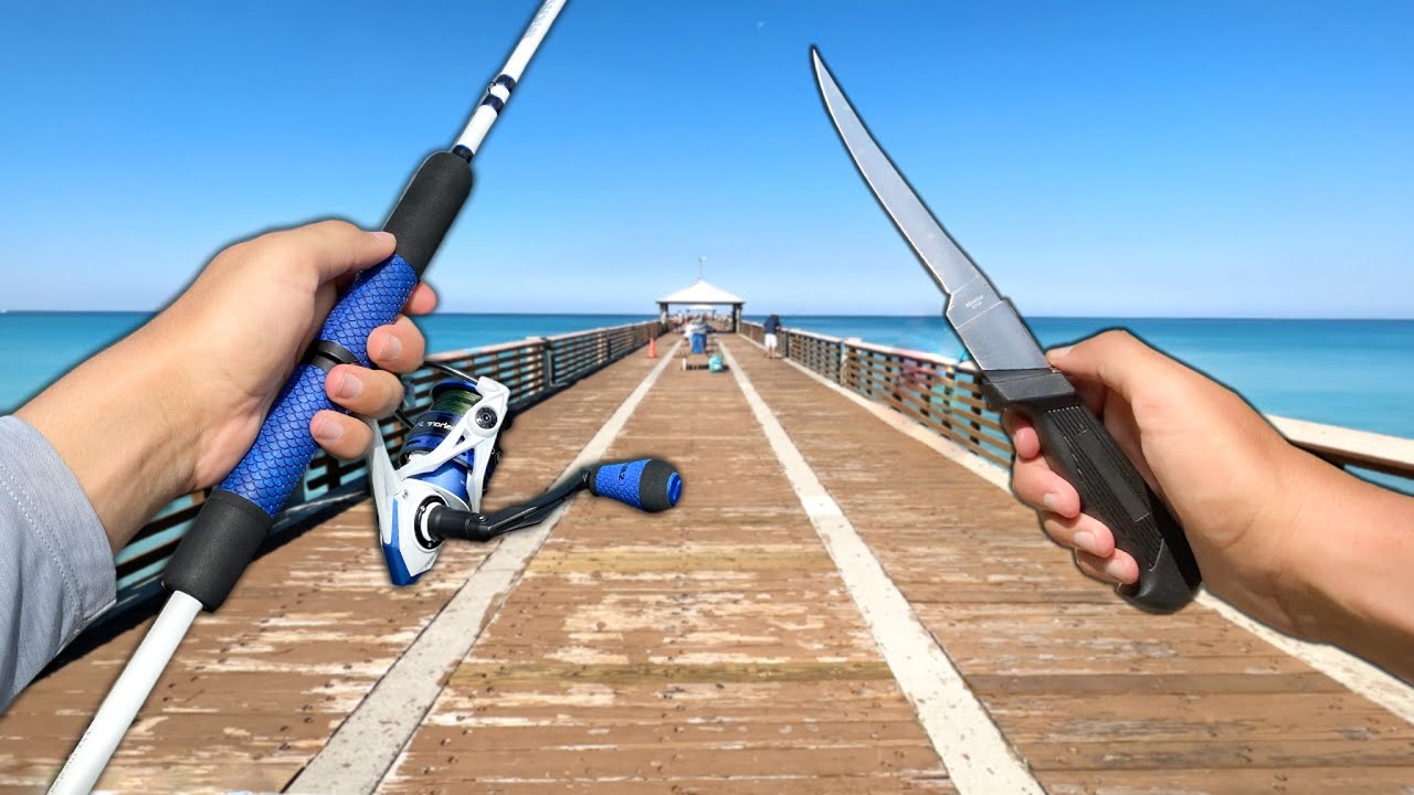 Florida PIER Fishing! Eating Whatever I Catch (Catch and Cook) - YouTube