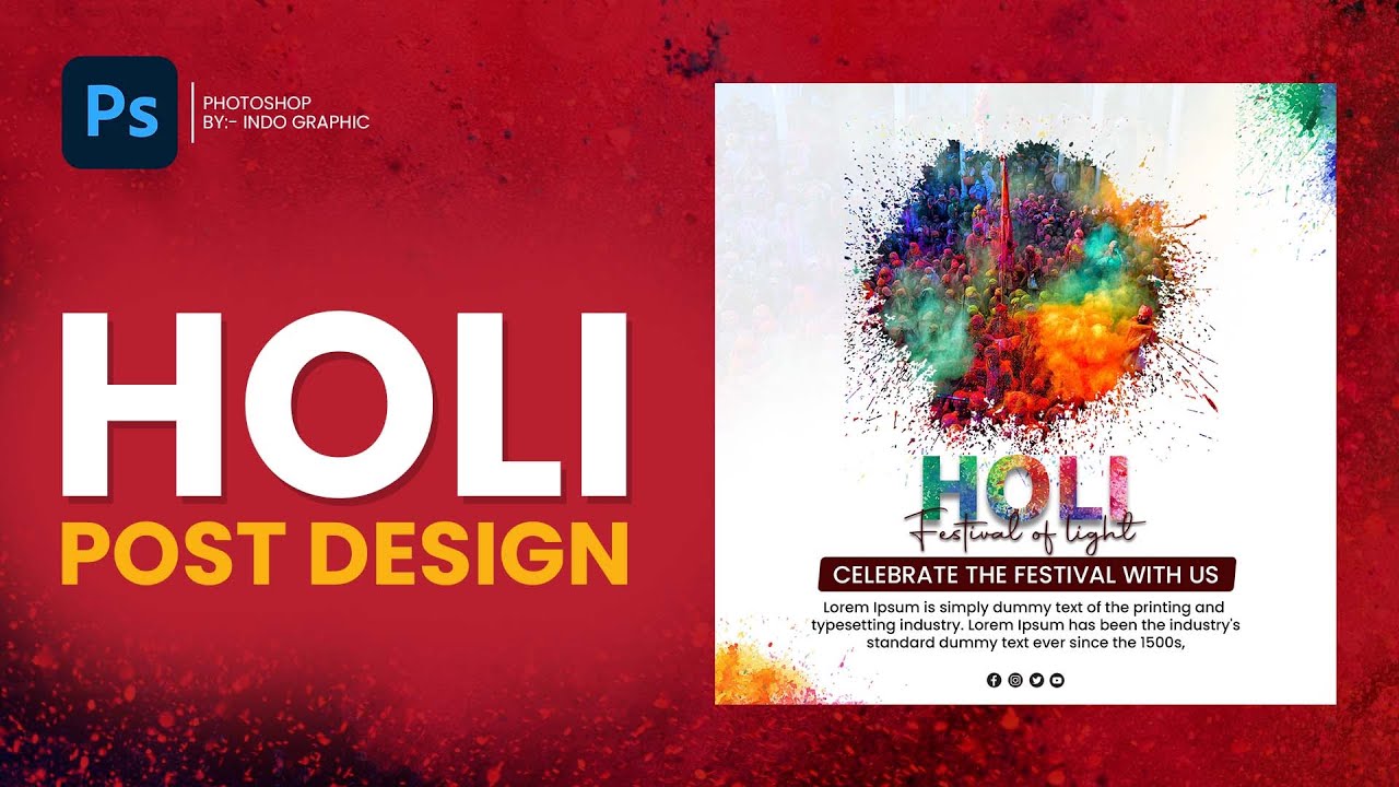 Holi Post design in Photoshop || Holi Festival || Holi Post Design ...