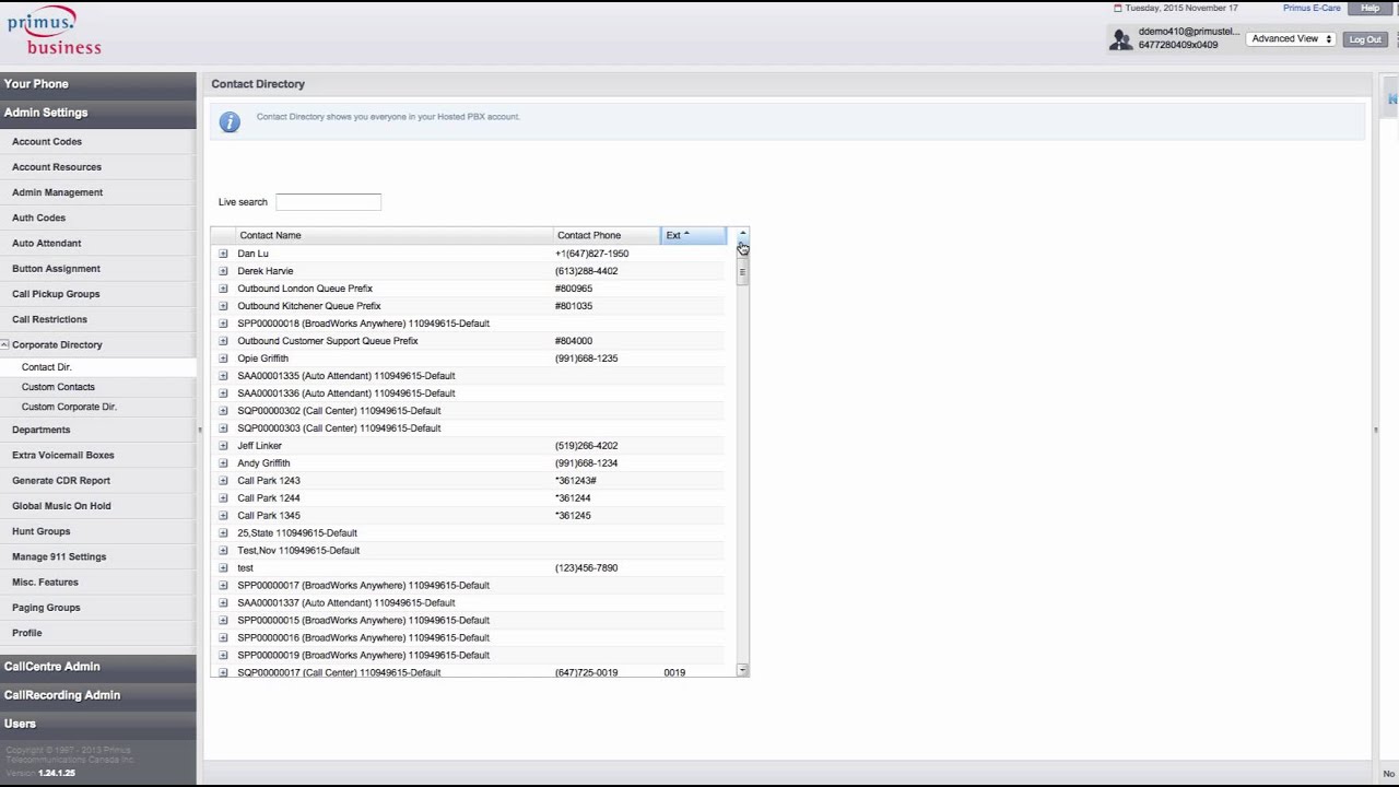 Primus Hosted Phone System - Corporate Directory Overview - YouTube