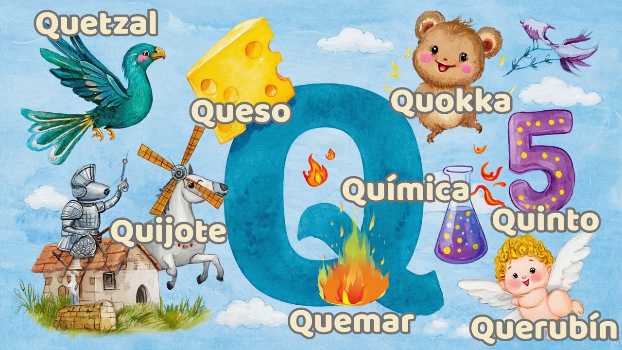 Aprende la Letra Q | 8 Palabras con Q en una Canción Divertida para ...