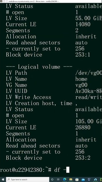 Linux: ‘pvdisplay,lvdisplay,df -h, lshw,lsblk,lscpu,free’ watch it at YouTube.com ...