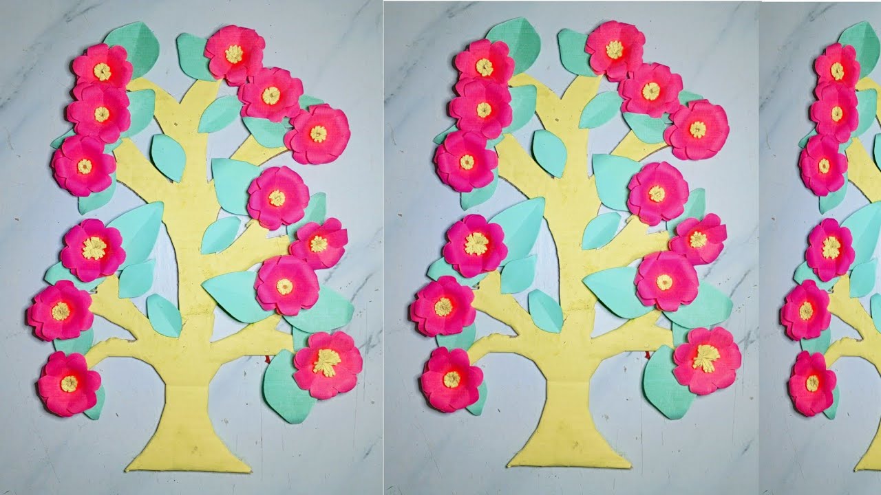 How to make paper tree wall decorations|| paper craft Home decorations ...