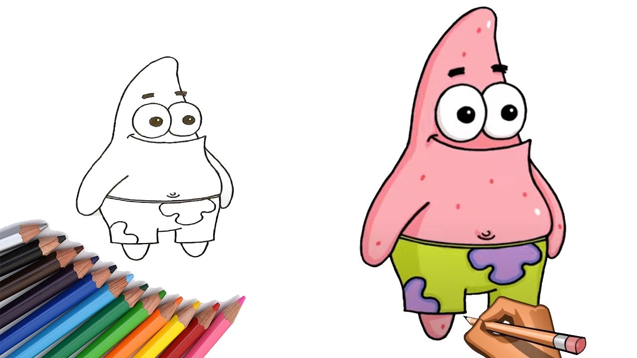 How to draw PATRICK (Spongebob) step by step, EASY - YouTube