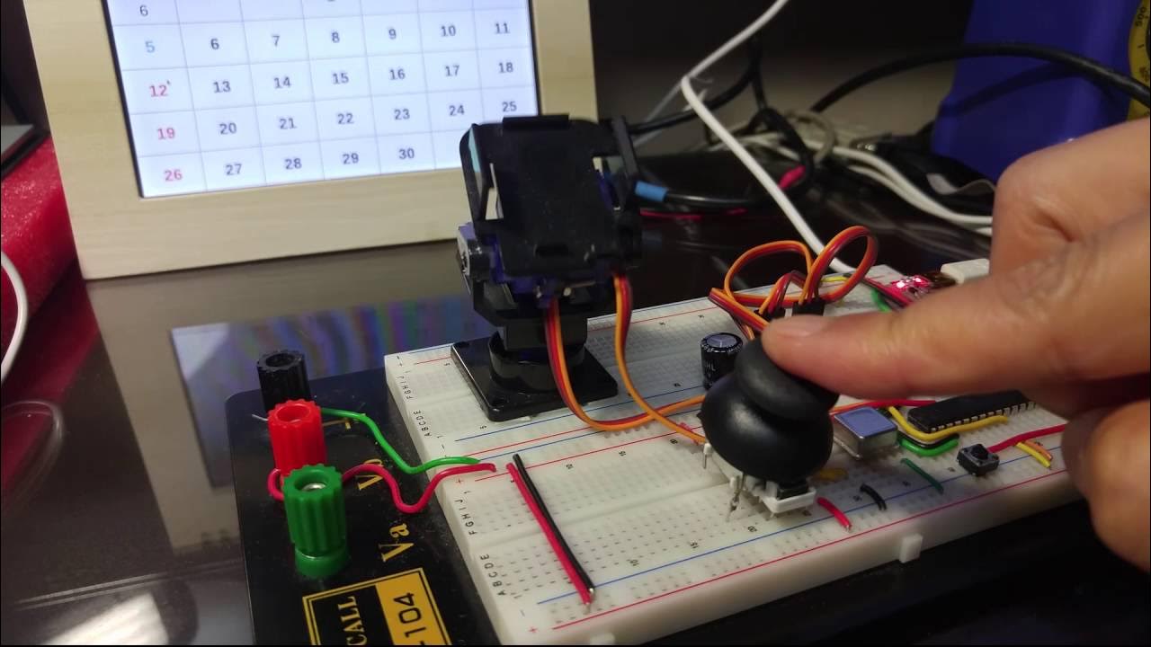 AVR pan-tilt servo motor control using joystick - YouTube