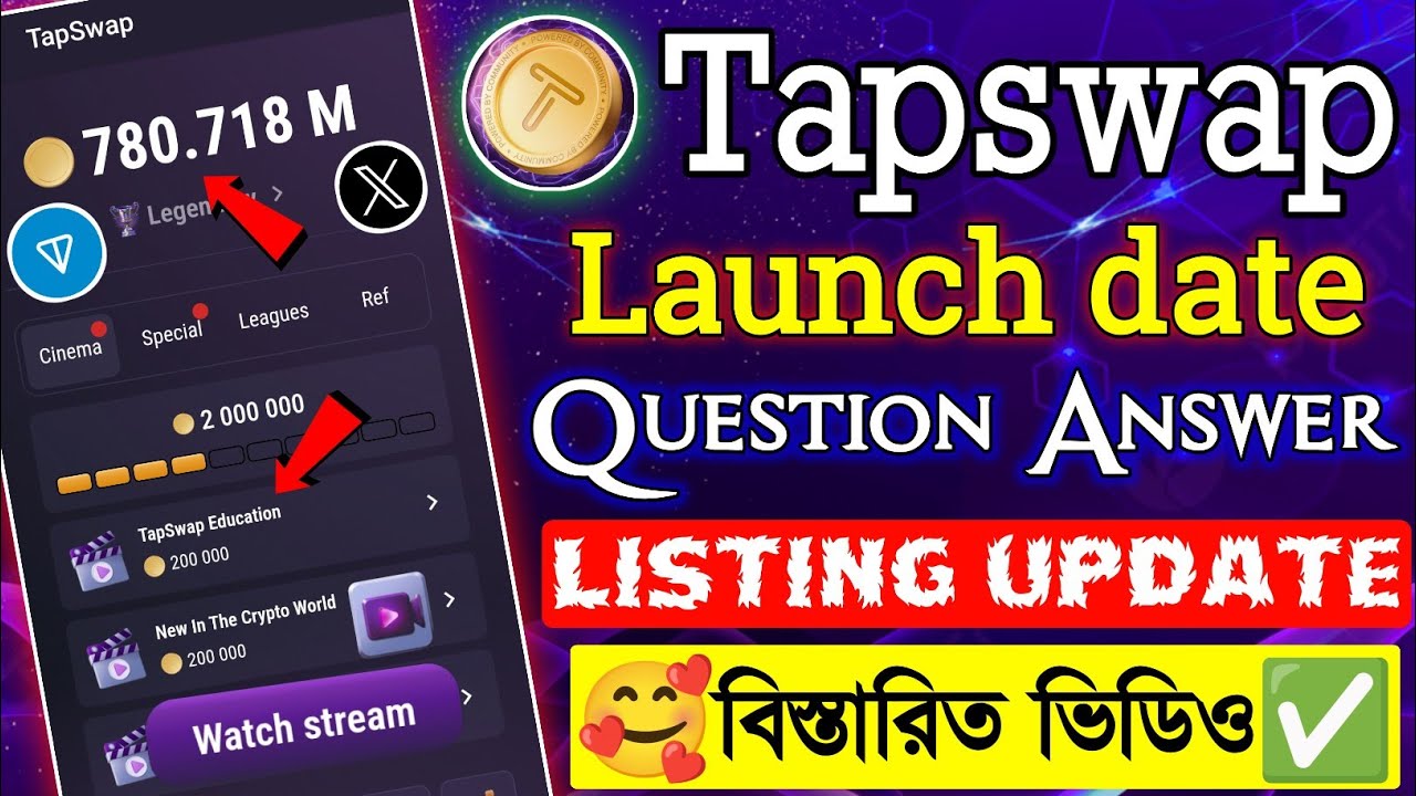 🔥 tapswap new update । tapswap launch date । tapswap question answer ...
