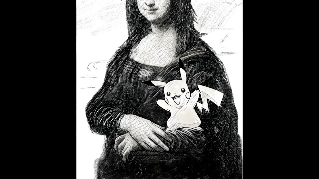 Drawing Pikachu And Happy Mona Lisa (Monapika) - YouTube