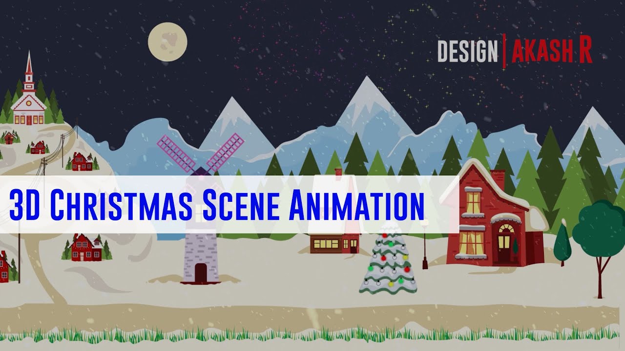 2d Christmas Environment Cartoon Scene | illustrator and after effects ...