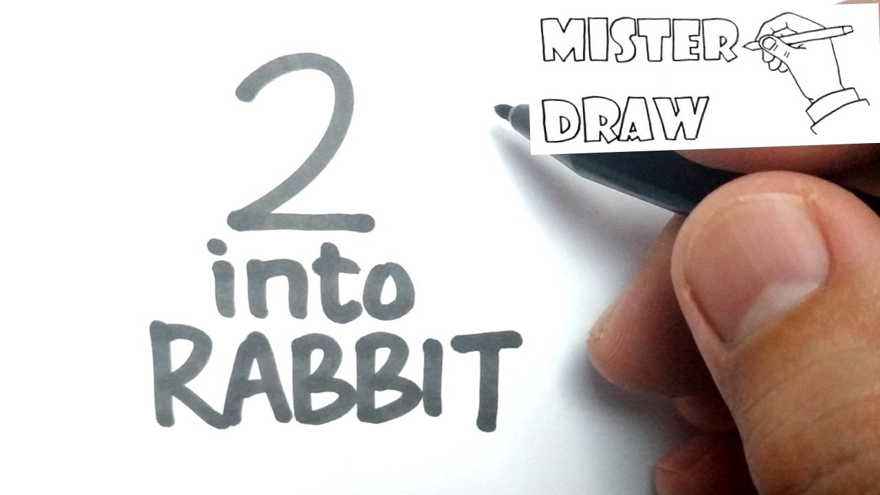 VERY EASY , How to turn number 2 into rabbit cartoon , learn how to ...