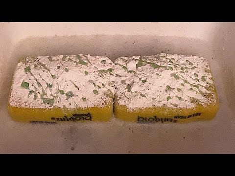 PURPLE SUDSY PASTE • GROUT SPONGES SQUEEZING • RINSING 💜💛 - YouTube