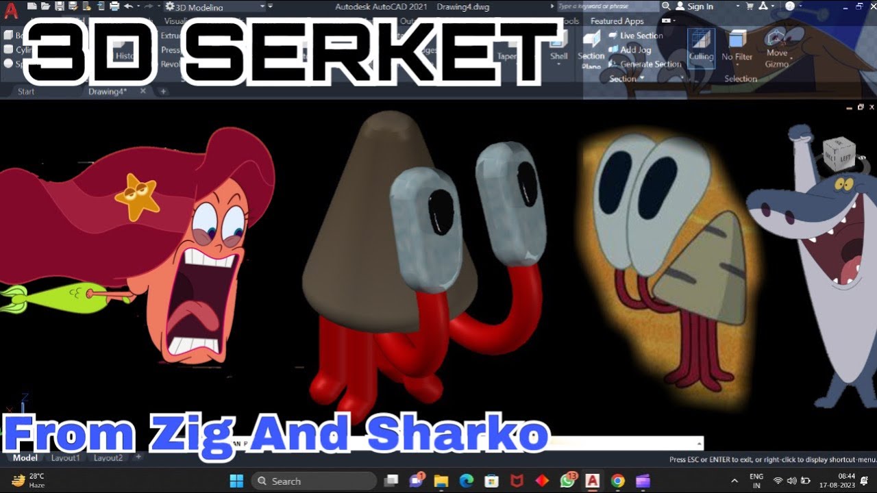 3d serket from zig and sharko serket cartoon animation character in ...