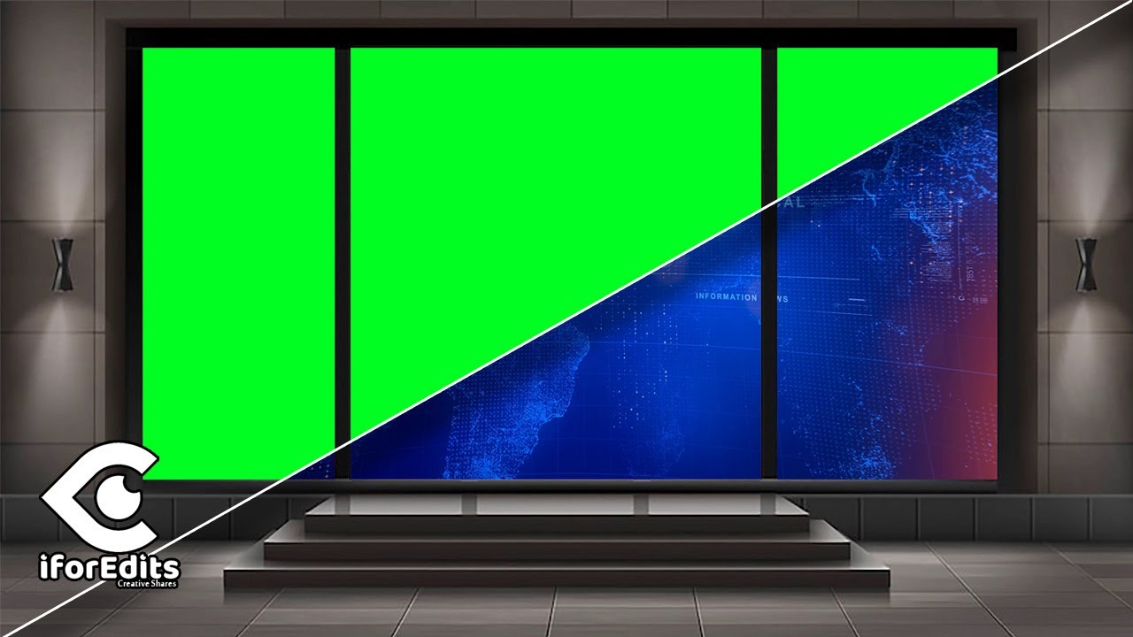 Vertical 3 Display Studio with 2 Options - Green Screen - 4K | FREE TO ...
