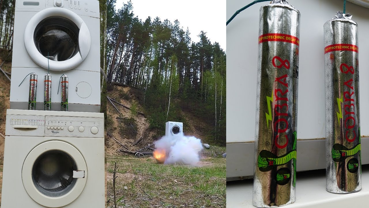Cobra 8 Firecracker vs 2 Washing Machines - 2 Explosions (Cobra 8 Di ...