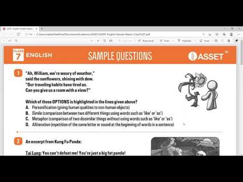 ASSET English Grade 7 Sample Paper - Coaching Mentor - YouTube