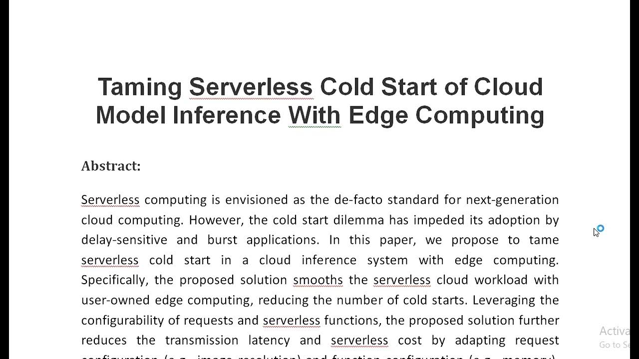 Taming Serverless Cold Start of Cloud Model Inference With Edge ...