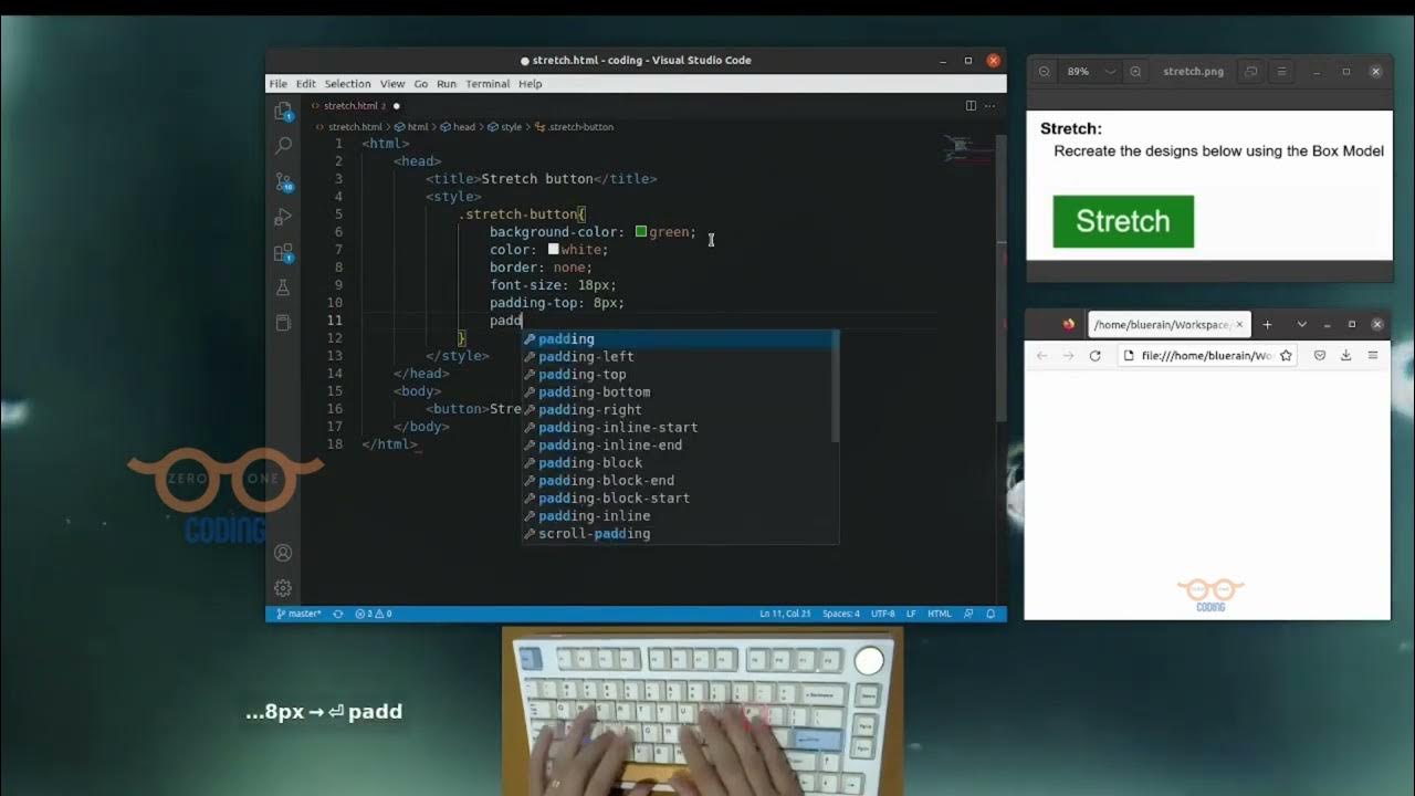 Basic HTML CSS | How to Code A Stretch Button | ASMR Programming | Lập trình với HTML - YouTube
