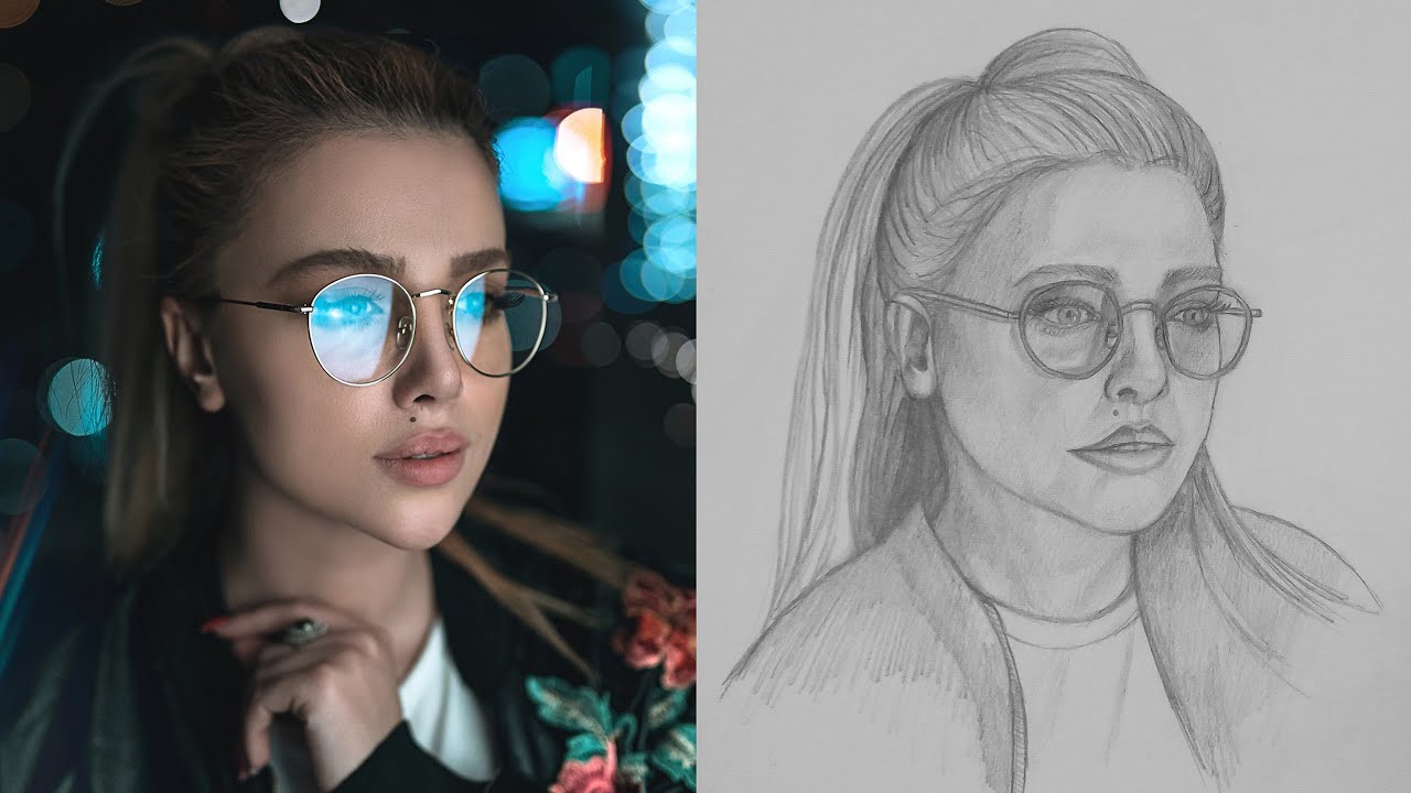 Drawing a portrait with glasses | Loomis method #portraitwithglasses ...