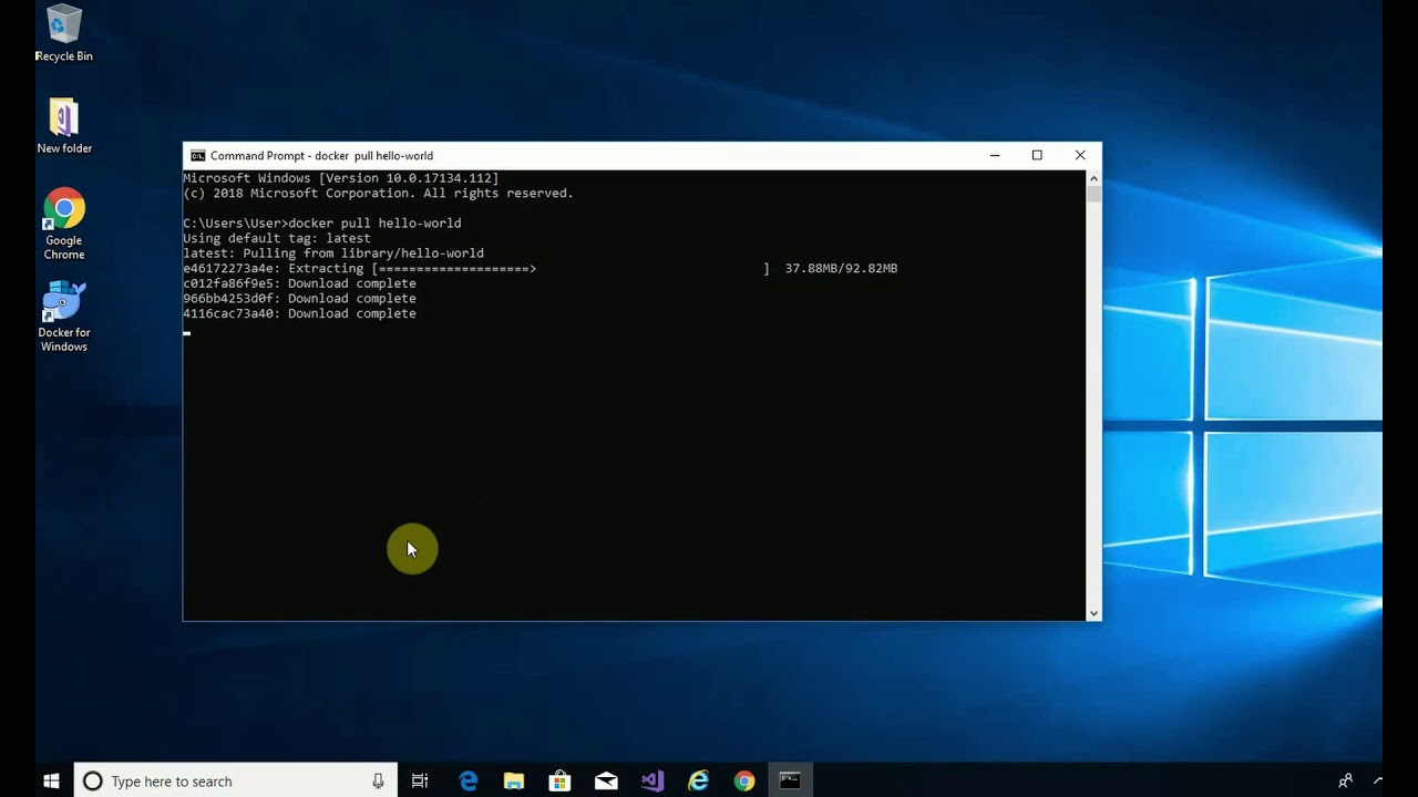 Docker for windows pull hello world example - YouTube