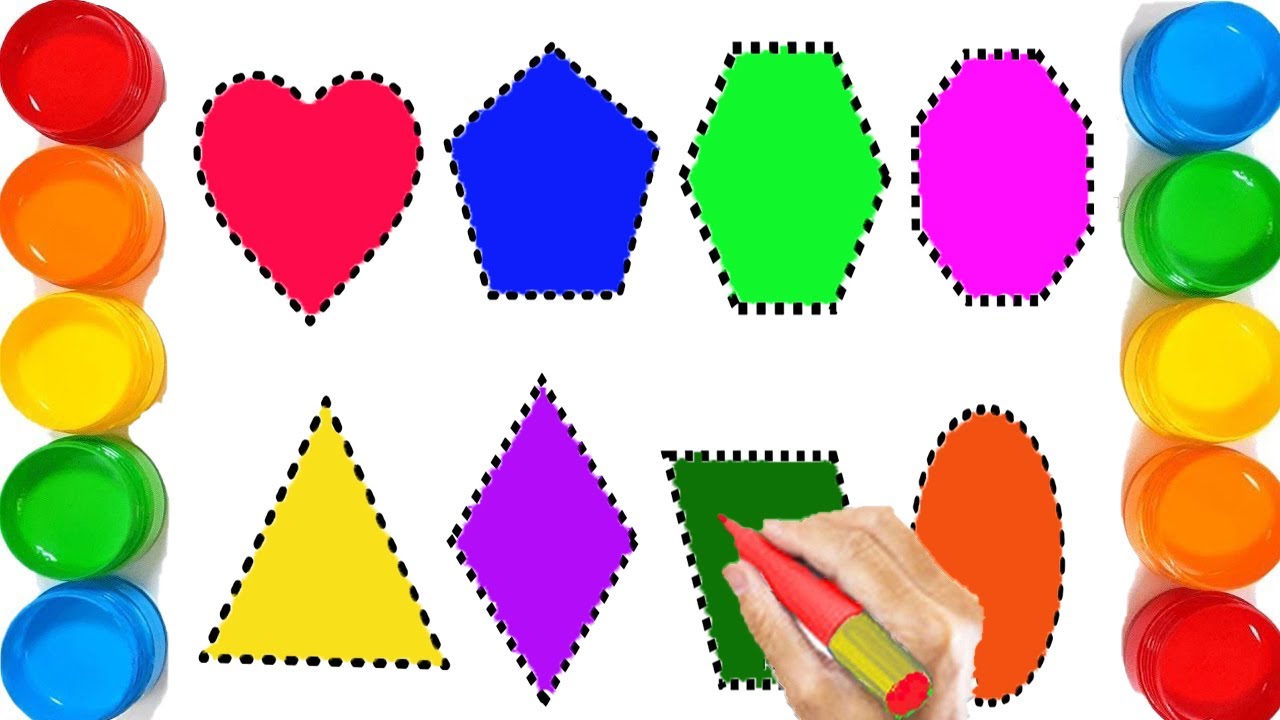 Shapes colors, shapes name for kids, Triangle, heart, oval, 2D shapes ...