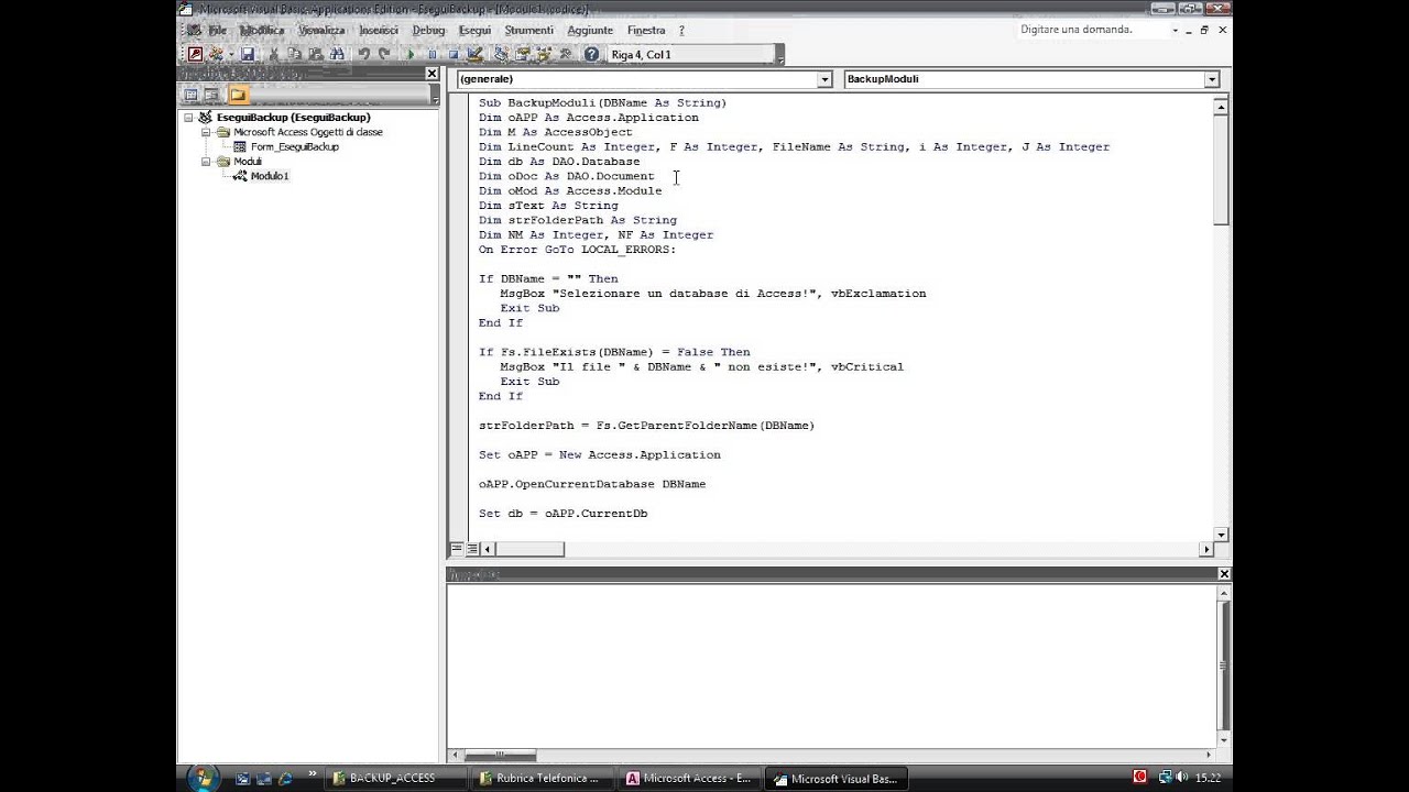 Eseguire il backup dei moduli di un database di access - YouTube
