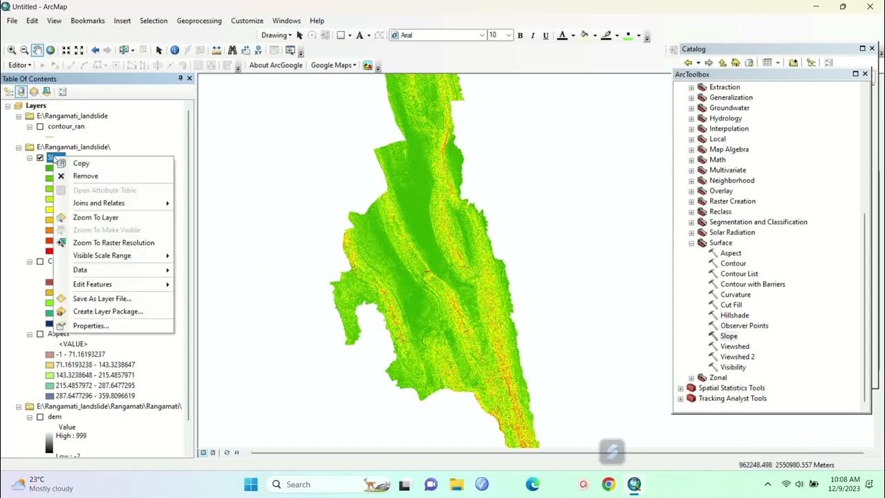Slope, Aspect, curvature map From DEM in ArcGIS - YouTube