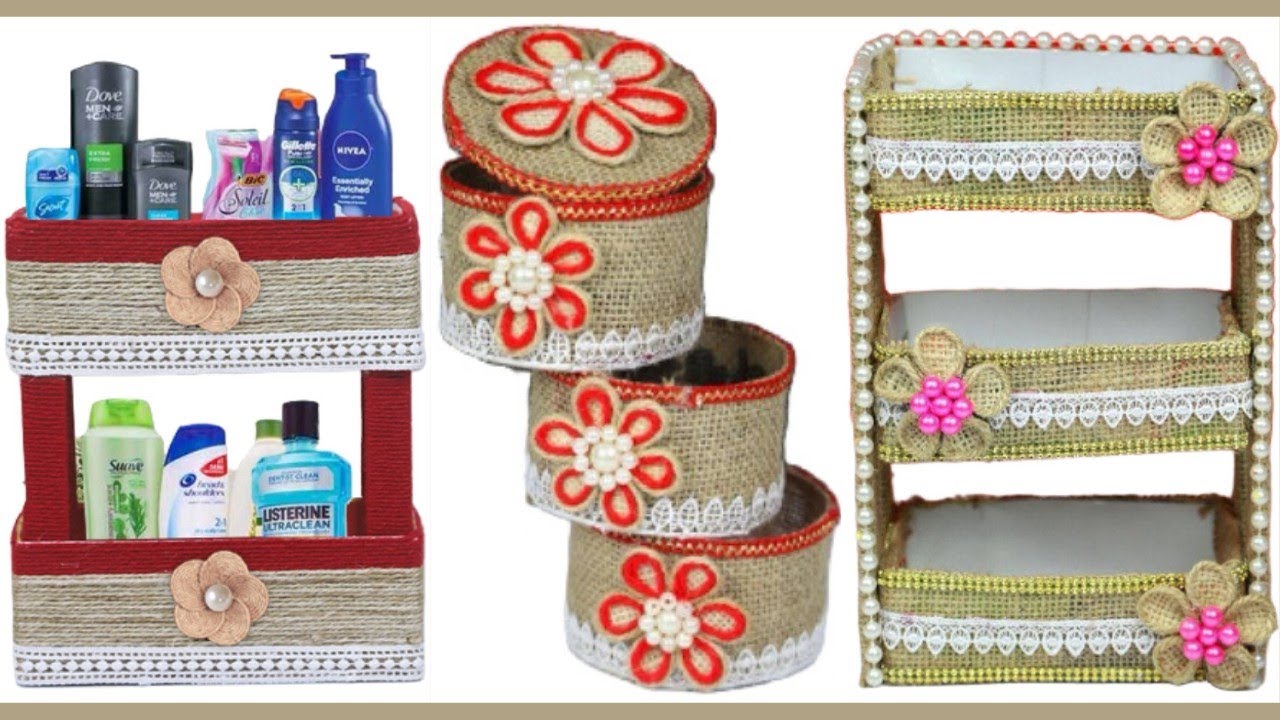 3 Multi-purpose Organizer DIY Ideas With Cardboard and Jute | Jute ...