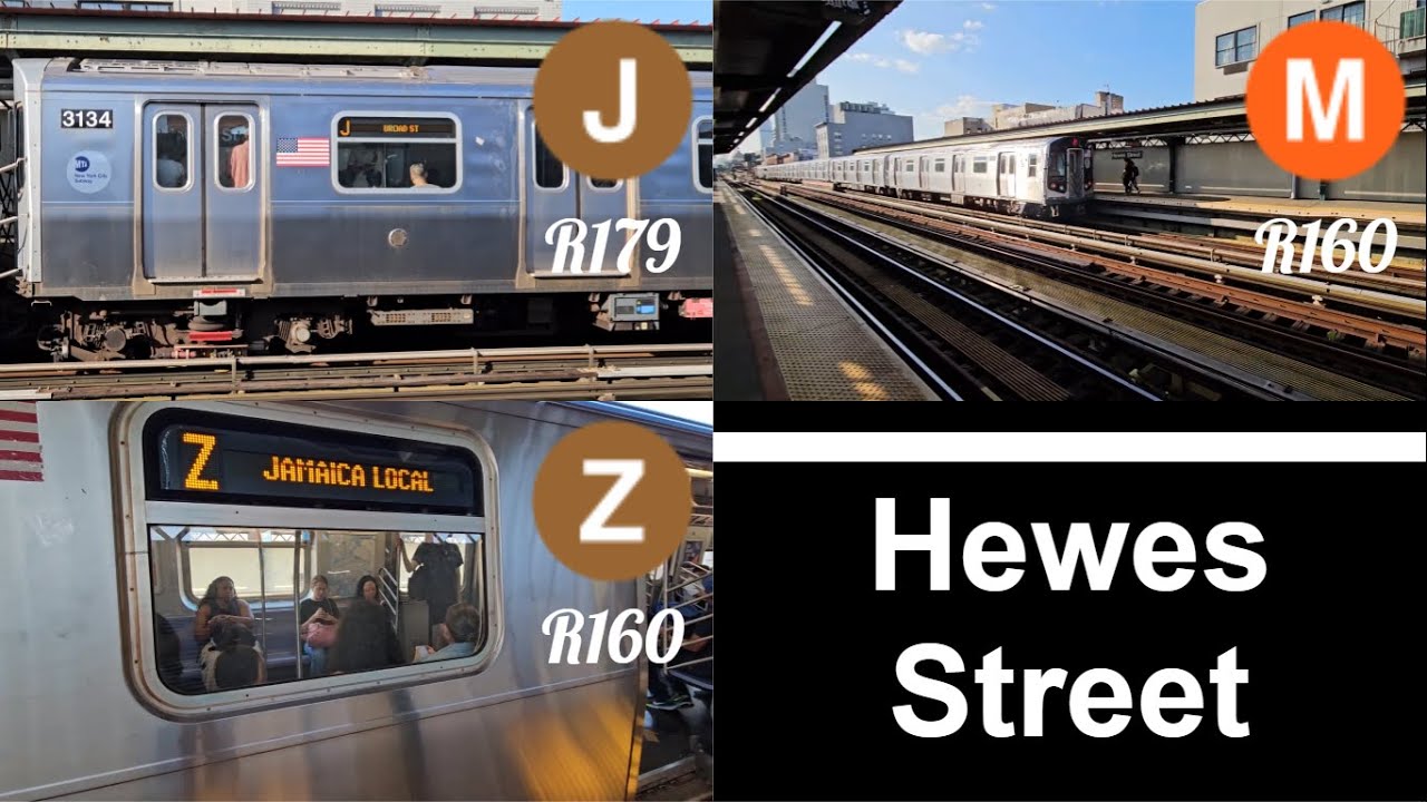 Broad St bound (J) train, Jamaica Ctr bound (Z) train, and Forest Hills ...