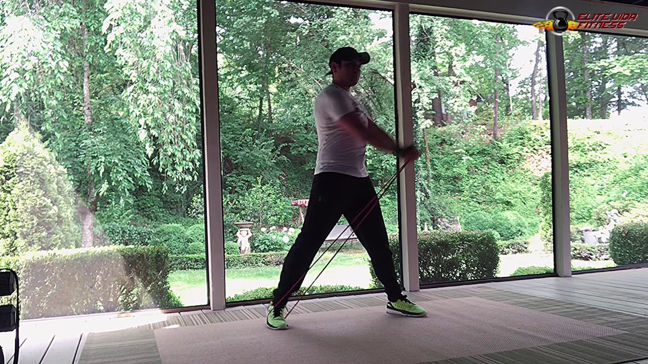Resistance band core rotations Variation 1 - YouTube