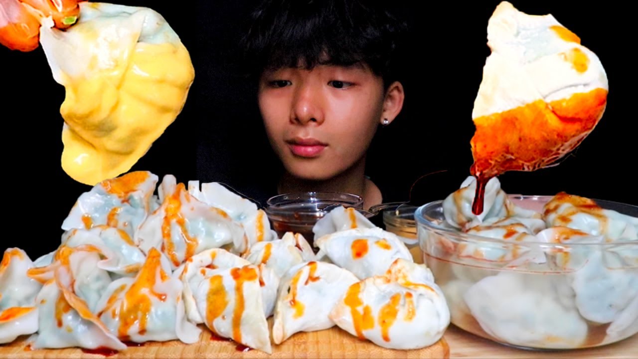 ASMR SPICY CHEESY DUMPLINGS 🥟 (Eating Sound) | MAR ASMR - YouTube