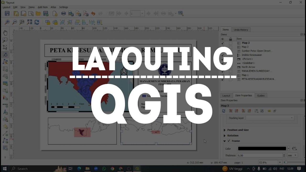 TUTORIAL LAYOUTING QGIS | Praktikum Sistem Spasial Sumberdaya Perairan MSP 58 - YouTube