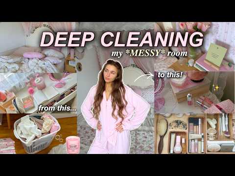 *extreme* DEEP CLEANING my entire room 🫧 satisfying + realistic room reset