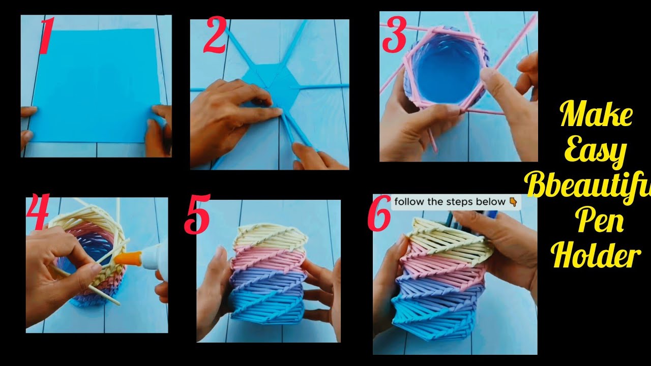 How to make pen stand || origami pen holder || pencil holder diy || how ...