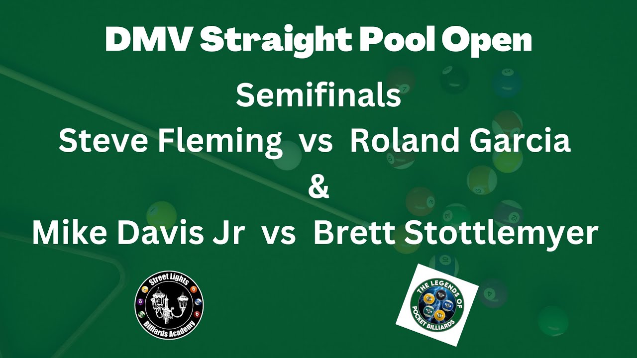 DMV Straight Pool Open Semifinals- Steve Fleming v Roland Garcia & Mike ...