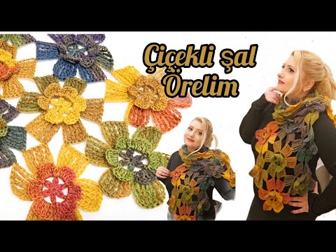 çiçek bahçesi gibi | tığ işi çiçek motifli etol şal & fular modeli yapılışı