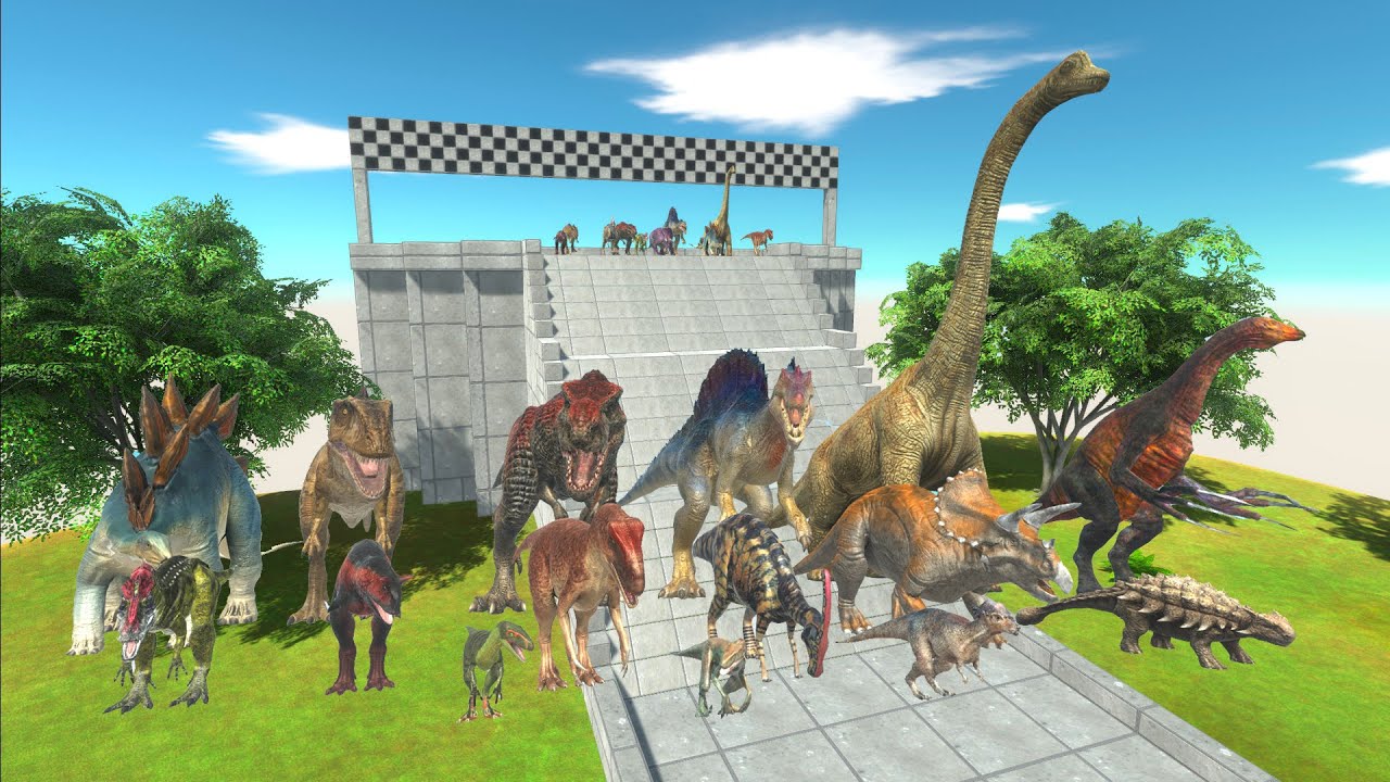 ADVENTURE SLIDE DINOSAURS SPEED RACING TEST - Animal Revolt Battle ...