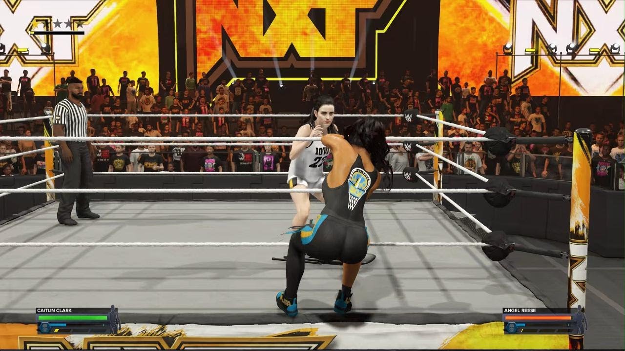 WWE 2K24 Caitlin Clark Vs Angel Reese - YouTube