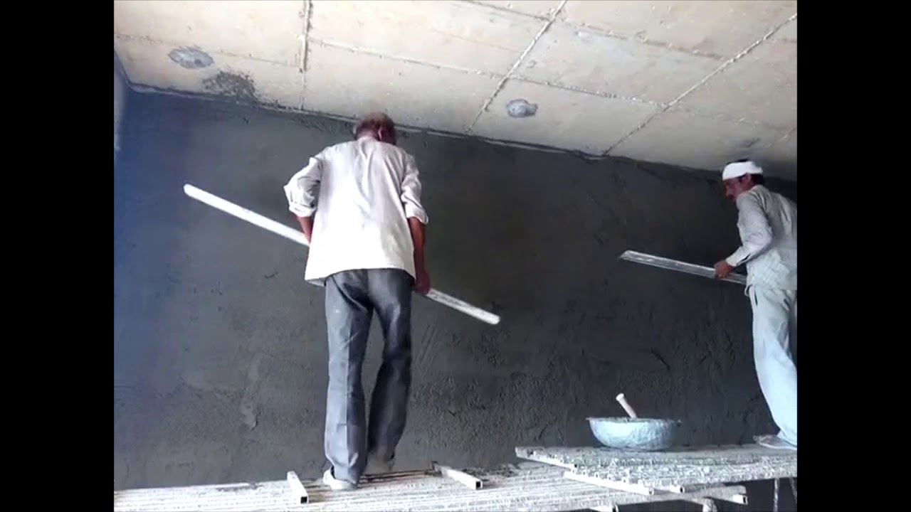 Plastering machine with sand cement premix material - YouTube