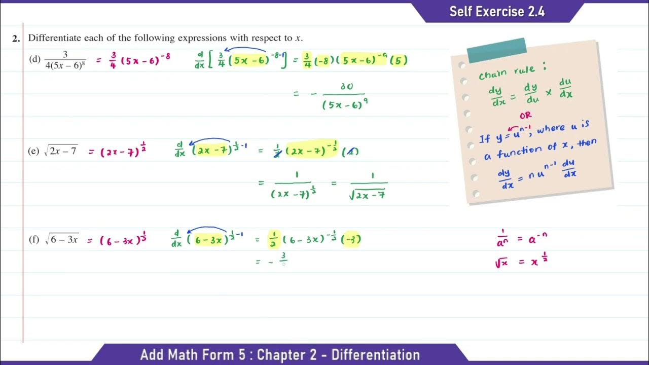 Additional Mathematics | Form 5 | Chapter 2 : Differentiation | Self ...