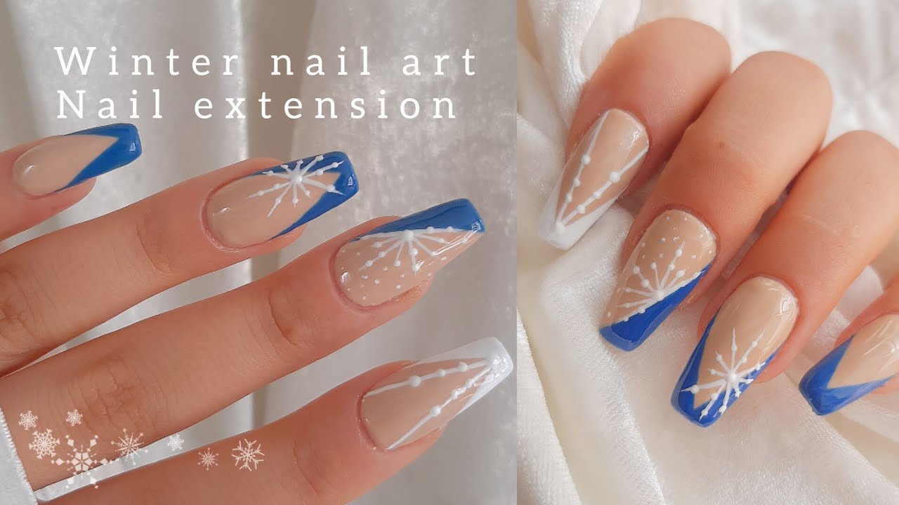 winter nail art tutorial |nail art ideas|nail extension easy |easy ...