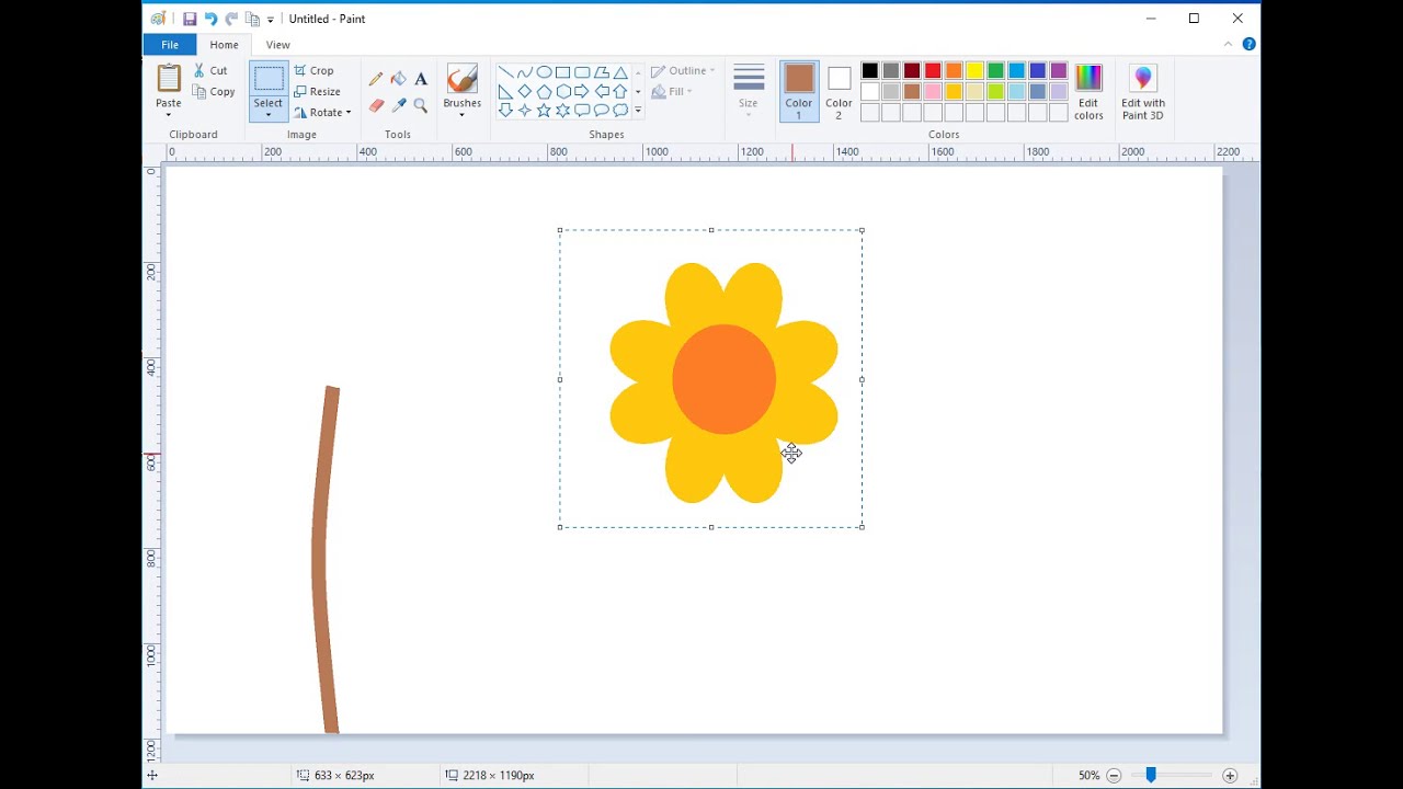 How to draw Sun Flower in MS Paint. ( For Kids ) مائیکروسافٹ پینٹ میں ...