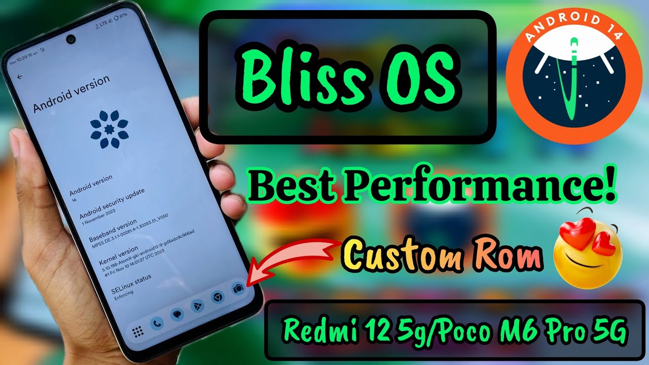Bliss os😍😍Android 14 First look|Best Custom Rom For Redmi 12 5g/Poco M6 ...