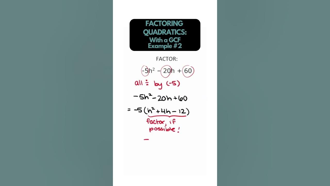 Factoring - Quadratics With a GCF Ex 2 (greatest common factor) #maths ...