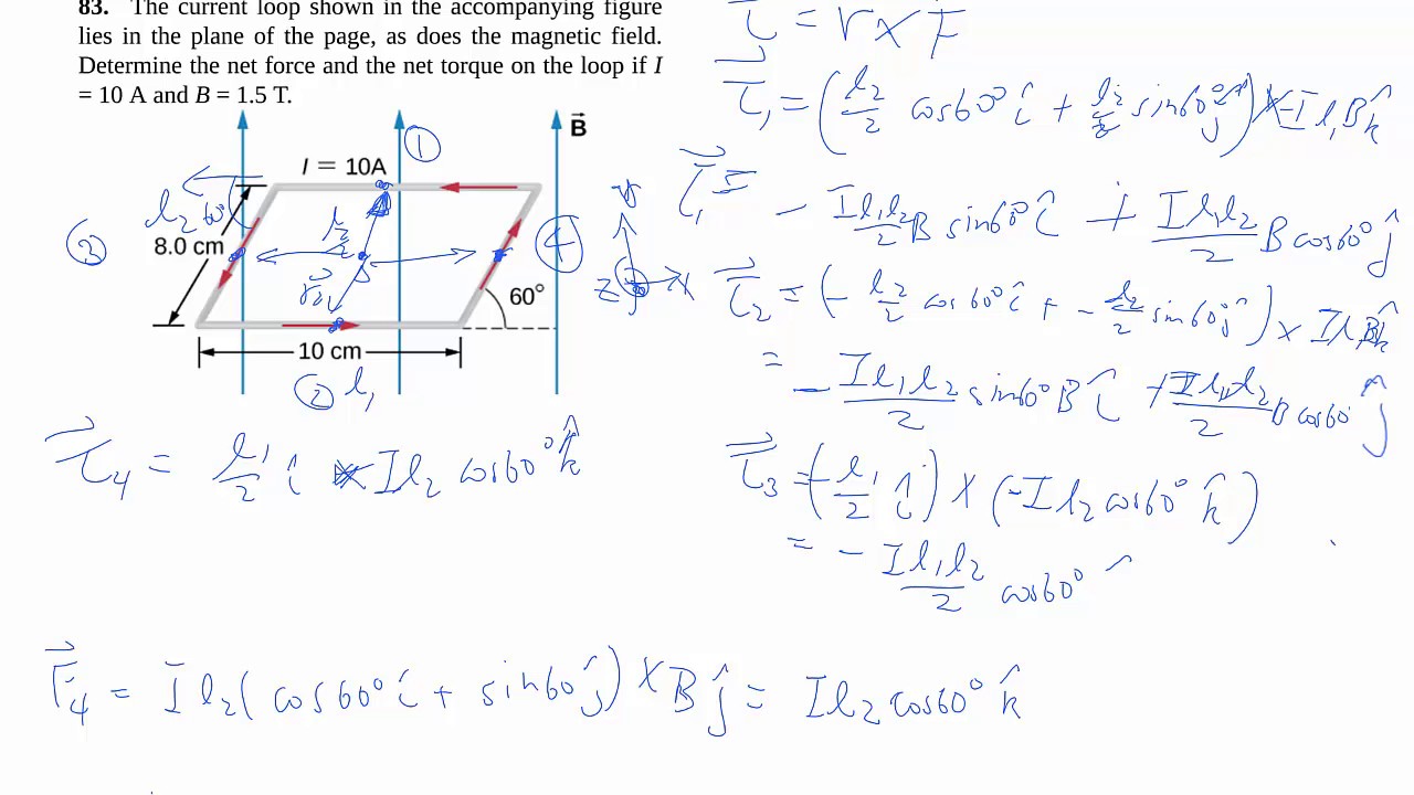 11-83. Magnetic force and torque on a current loop - YouTube