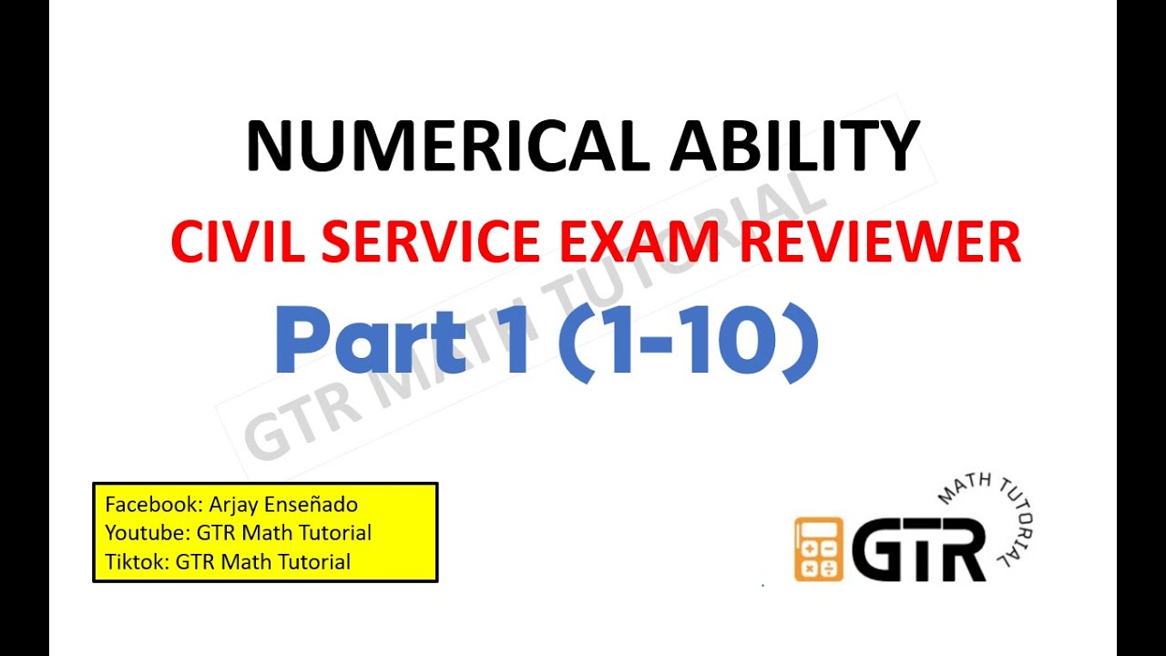NUMERICAL ABILITY (1-10) | Civil Service Exam Reviewer - YouTube