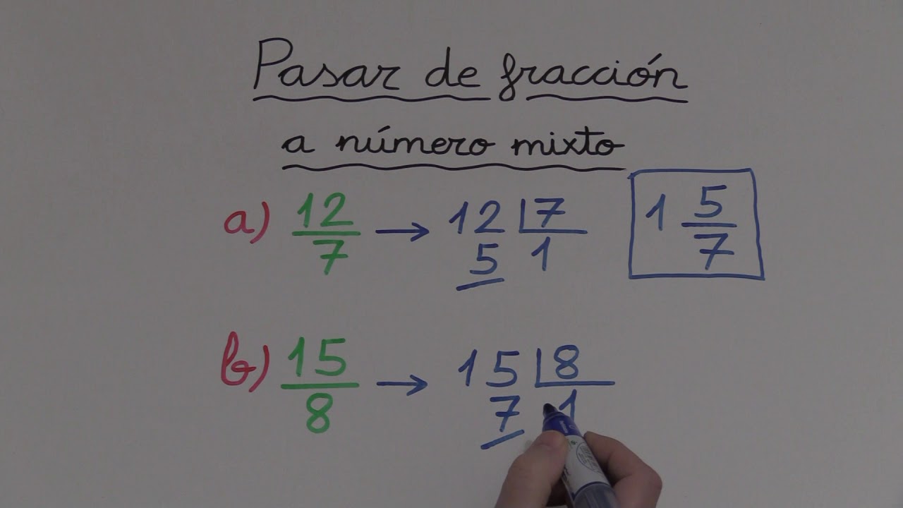 CONVERTIR UNA FRACCIÓN EN NÚMERO MIXTO - YouTube