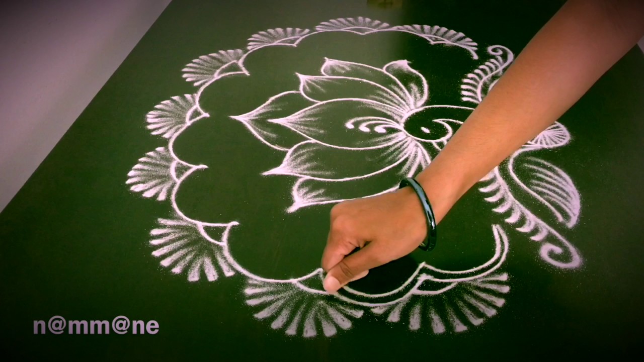 Independence Day special rangoli without colour || Peacock-Lotus ...