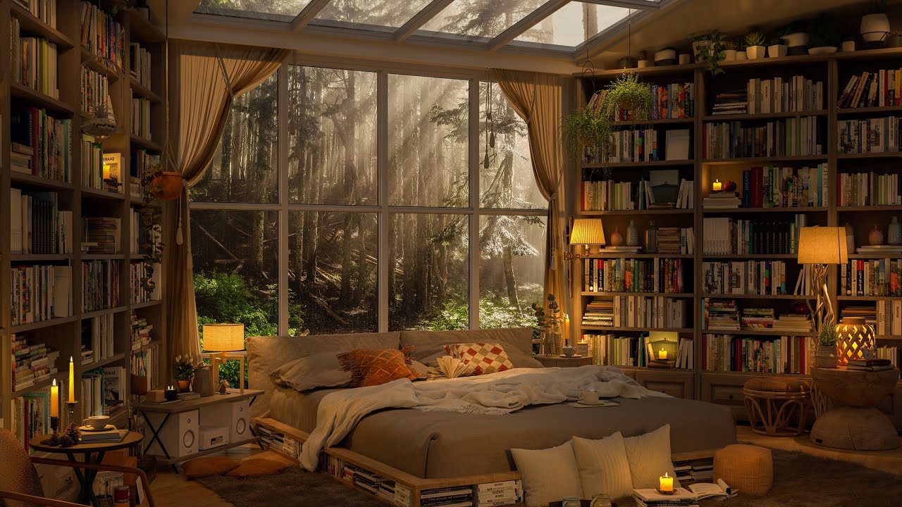 Smooth Piano Jazz Music at Cozy Bedroom - Background Music & Rain ...