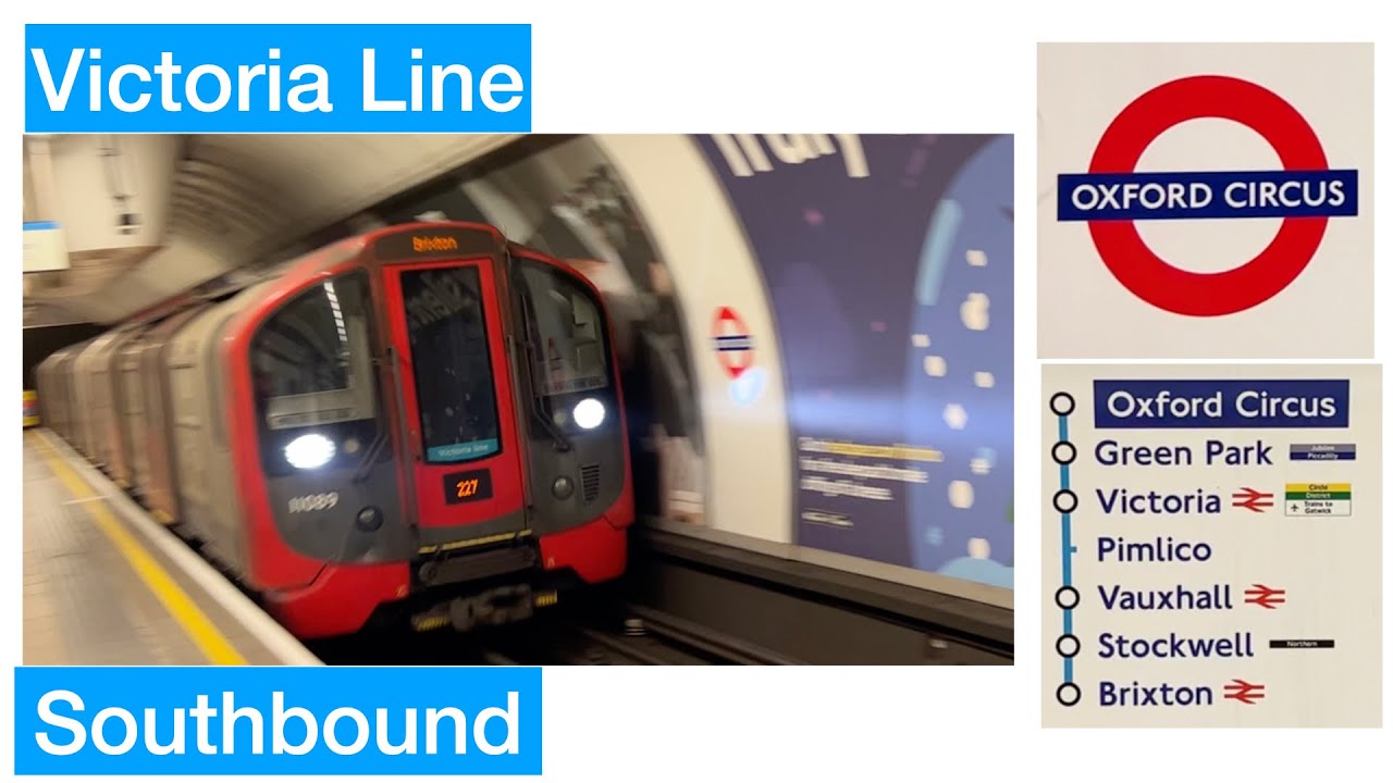 London Underground Victoria line train entering Oxford Circus on route ...