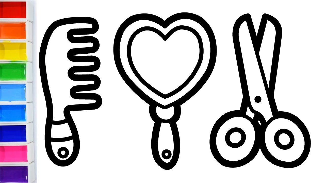 Drawing hairdressing tools for children. - YouTube