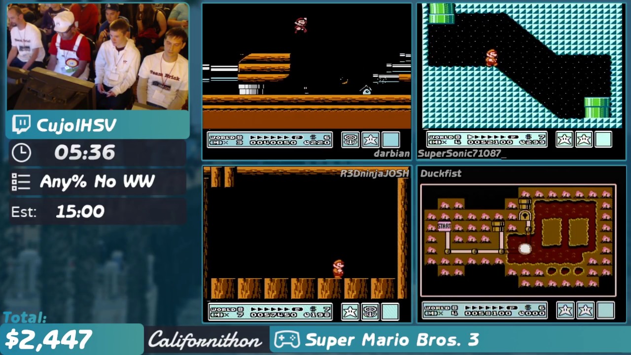Super Mario Bros 3 Any% No WW Race with Darbian, Duckfist, R3DninjaJOSH ...